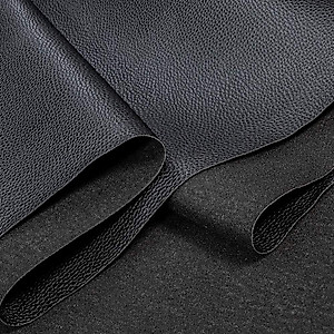 TORRAMI Soft Synthetic PU Fabric Material Faux Leather Sheets 2 Yards 54" x 72", 0.95mm Thick for Upholstery, DIY Crafts,Pebbled Pattern Black