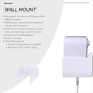 Adhesive Wall Mount for Netgear Orbi RBK13 Router, Strong VHB Adhesive, Easy to Install, Reduce Interference & Increase Range, Stick On & Screw-in Mounting by Brainwavz