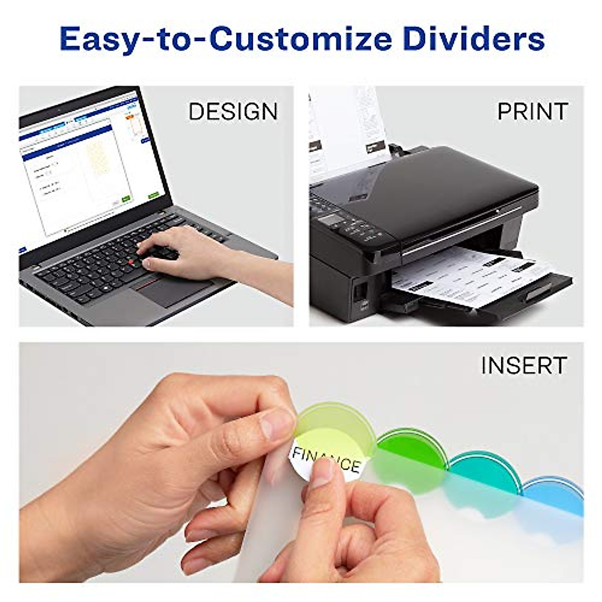 Avery 11201 Insertable Style Edge Tab Plastic Dividers, 8-Tab, Letter
