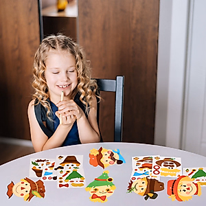 Yexiya 24 Pieces Fall Scarecrow Head Craft Kits Assorted Scarecrow DIY Ornaments for Kids Art Gift Favors Autumn Thanksgiving Project Home Classroom Game Activities