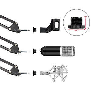 RockJam Heavy Duty, Desk Mounting Mic Scissor Arm Microphone Stand RJMS050