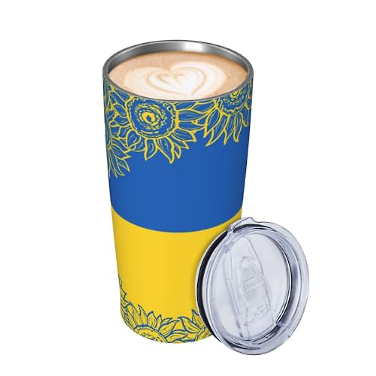 VKKOEWL Sunflowers And Ukraine Flag Stainless Steel Insulated Tumbler 20 Oz Travel Water Bottle Coffee Mug Drink Cup With Lid Straw