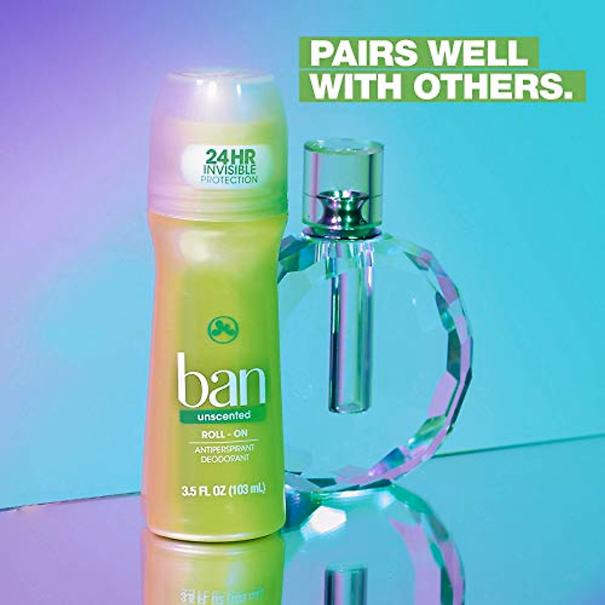 Ban Roll-On Antiperspirant Deodorant, Unscented, 3.5 Ounce