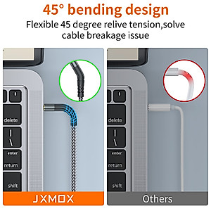 JXMOX 3.5mm Aux Cable (4ft/1.2m), 45 Degree Audio Auxiliary Input Adapter Male to Male 1/8 AUX Cord for Headphones, Car, Home Stereos, Speaker, iPhone, iPad, iPod, Echo & More – Grey