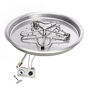 HPC Fire Push Button Spark Ignition Gas Fire Pit Kit (TOR-PENTA31FPK-NG), 31" Pan, 24" Torpedo Burner