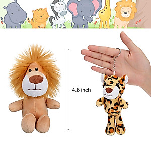 Sumind 12 Pieces Mini Stuffed Forest Animals Jungle Animal Plush Toys 4.8 Inch Cute Elephant Lion Giraffe Tiger Plush for Animal Themed Parties Achievement(Standing)