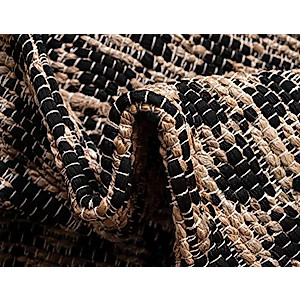 Unique Loom Chindi Jute Collection Geometric, Bohemian, Modern, Triangles, Casual Area Rug (4' 0 x 6' 0 Rectangular, Black/Natural)