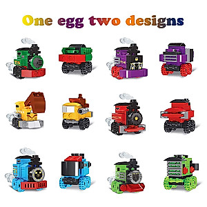 Anditoy 6 Pack Easter Eggs with Train Building Blocks Toys Inside Train Set for Kids Boys Girls Easter Basket Stuffers Fillers Gifts