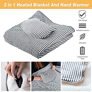 Shan-S USB Heated Throw Blanket, Hand Warmer with Super Soft Velvet Fabric Flannel Keep Warmth for Car, Home, Office, Camping, Cold Winter Multi-Functional Warm Usage,115cm X 72cm