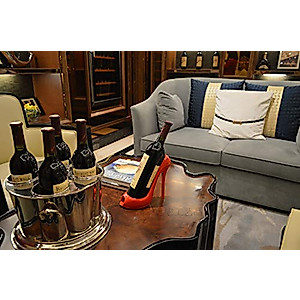 Fantasee High Heel Wine Bottle Holder Countertop Storage Stand for Wedding Party Home Decor (Red High Heel)