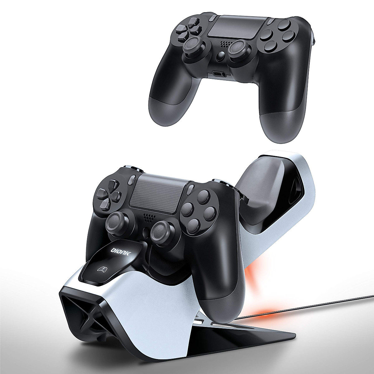 Bionik Power Stand PS4 Controller Charger: Compatible with PlayStation 4, Store and Fast Charge 2 Wireless DualShocks, Back Lit Status Indicators, Power Adapter Included
