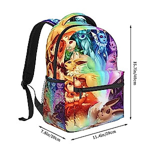 Qvlippga Rainbow E-evee School Backpack for Boys Girls Lightweight Bookbag Casual Rucksack Daypack for Hiking Travel