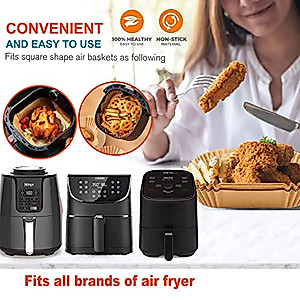Air Fryer Disposable Paper Liner Square 9 Inch, 125 Pcs Large Square Air Fryer Paper Liners for 6-10QT Air fryer, Non-stick Parchment Paper for Frying, Baking, Cooking, Roasting and Microwave