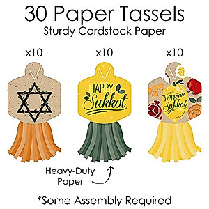 Big Dot of Happiness Sukkot - 90 Chain Links and 30 Paper Tassels Decoration Kit - Sukkah Jewish Holiday Paper Chains Garland - 21 feet