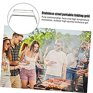 GANAZONO Grill Folding Bracket Fishing Grill Grate Metal Barbecue Grill Stainless Steel Grill Grate Folding Campfire Grill Barbecue Rack Portable Grills Collapsible Campfire Grill Burner