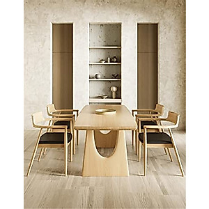 NIUYAO Solid Wood Dining Table Rectangle Modern in Nature with Double Pedestal Table Only for Dining Room Kitchen Leisure Table -71" L x 31.5" W x 29.5" H