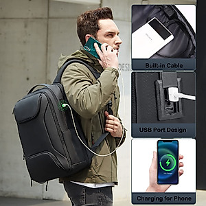 FENRUIEN Business Laptop Backpack for Men Fits 15.6 Inch, 4-layer Waterproof Backpack Computer Bag Daily with USB Charging for School Work Office College Airplane