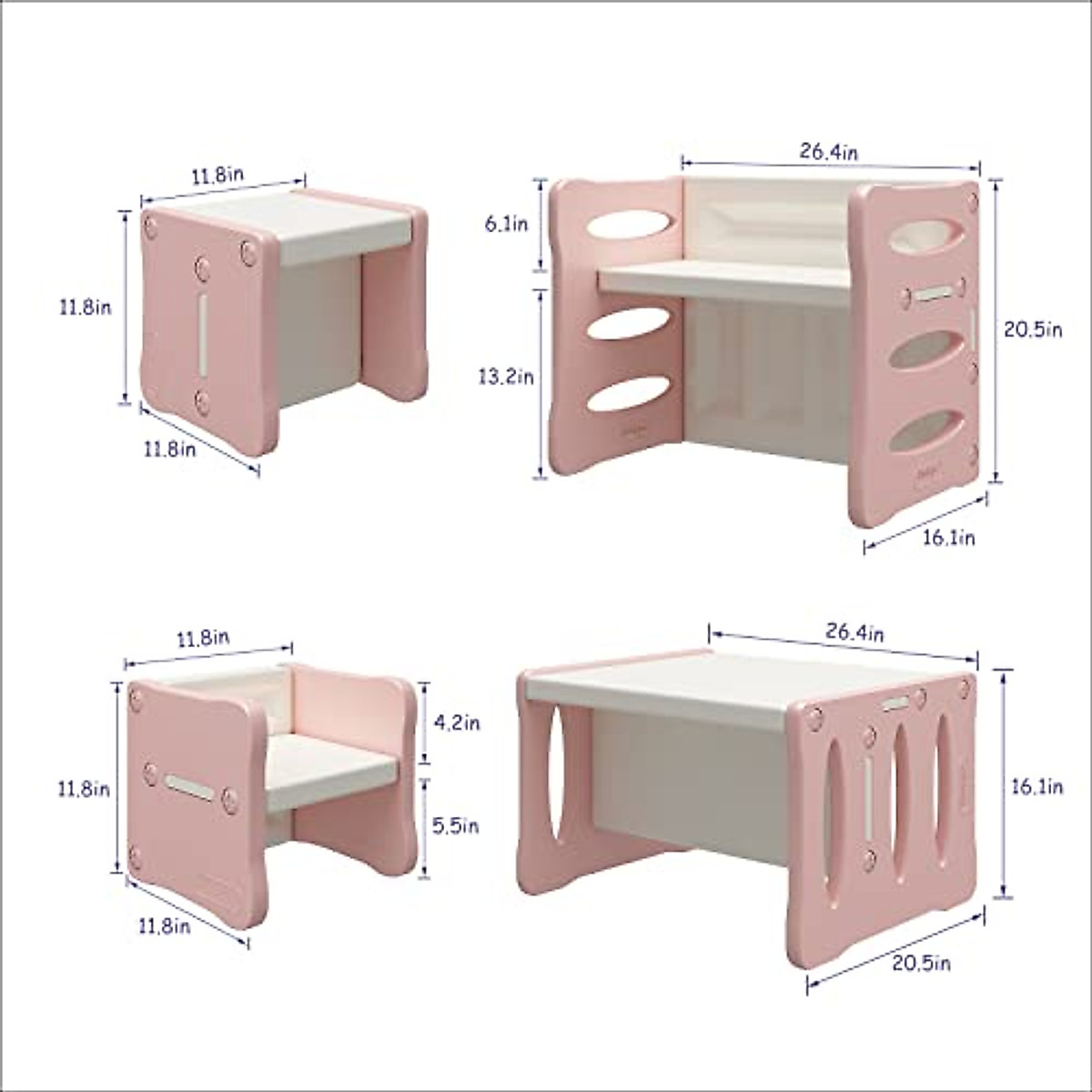 BanaSuper Kid's Table and 2 Chairs Set Plastic Activity Table for Toddlers Children Desk Ideal for Arts & Crafts Snack Time Homeschooling Homework Gift for Boy & Girl(Pink with 2 Chairs Set)