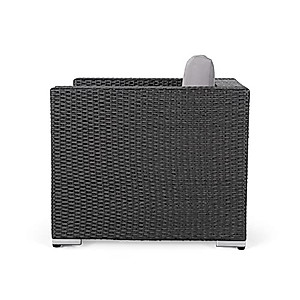 Christopher Knight Home Murano Outdoor Wicker Club Chair with Water Resistant Cushions, 2-Pcs Set, Grey / Silver