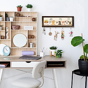 Kas Home Dog Wall Decor Wooden Key Holder Wall Mount with 5 Hooks, Cute Dog Wall Art Farmhouse Wood Key Rack Hanger for Entryway Hanging Wall Decorations (White - Dog, 5.5" x 16.5")