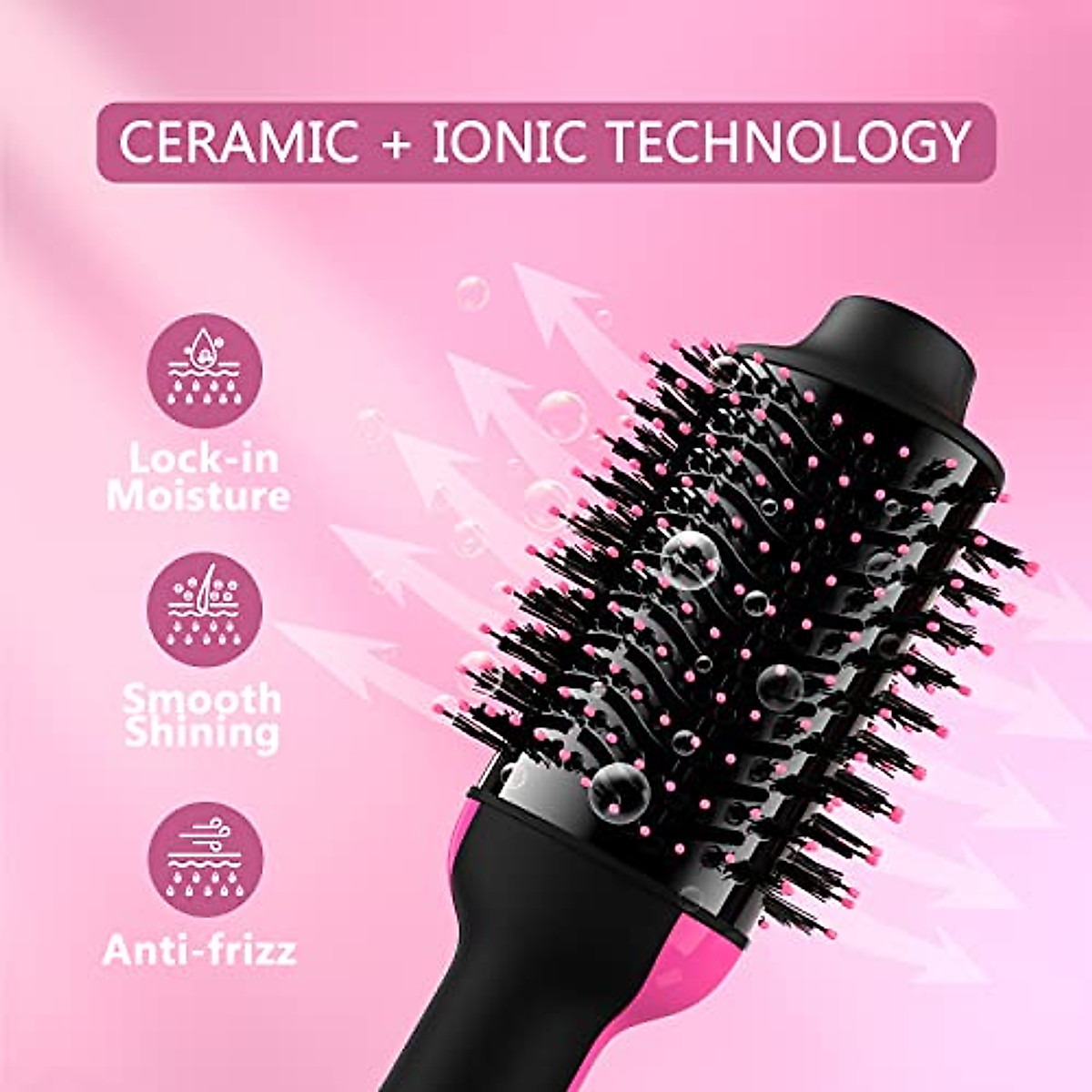 Hair Dryer Brush Blow Dryer Brush in One, 4 in 1 Styling Tools Blow Dryer with Ceramic Oval Barrel, Hair Dryer and Styler Volumizer, Hot Air Brush Hair Straightener Brush for All Hair Types
