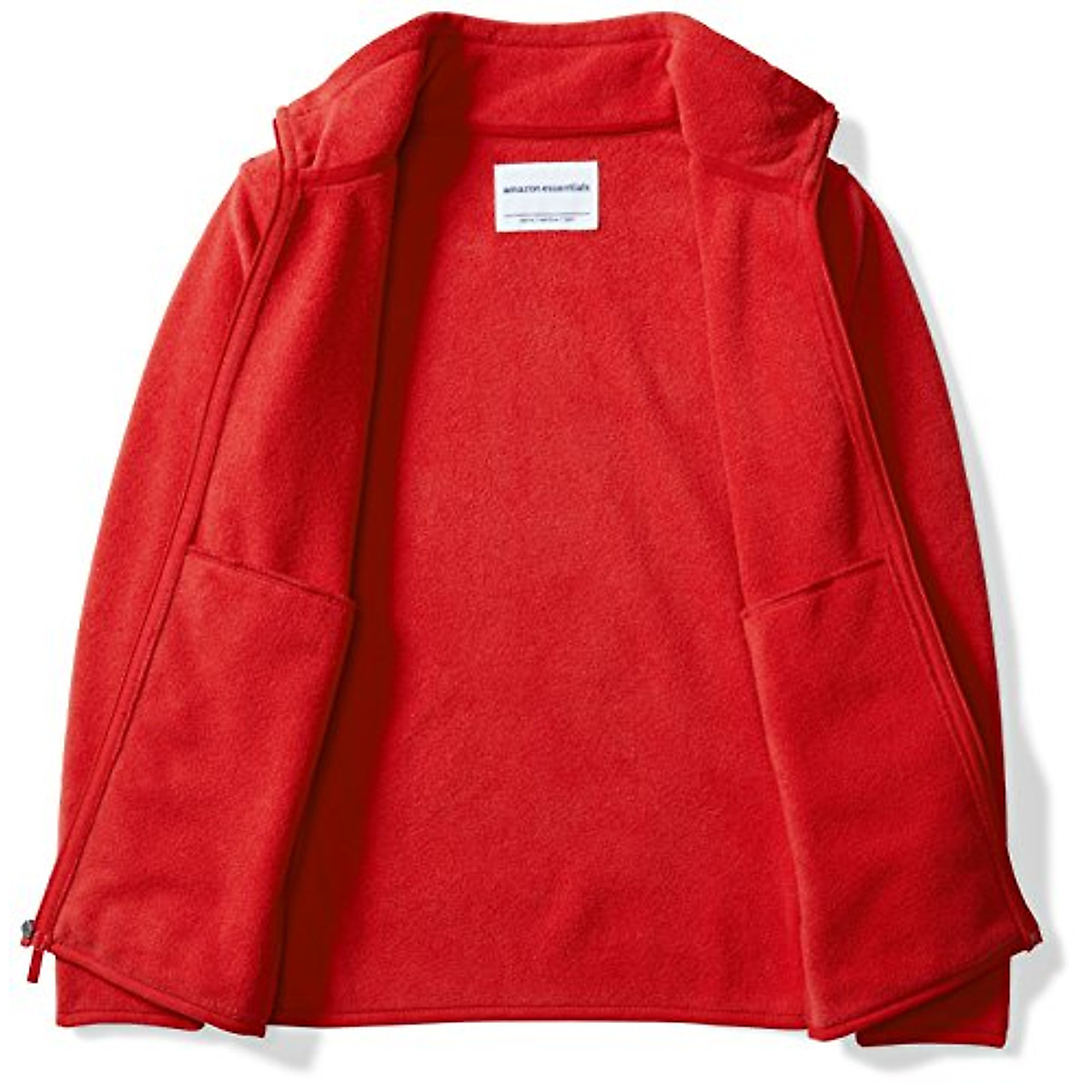 Amazon Essentials Boys' Polar Fleece Full-Zip Mock Jacket, Red, Medium