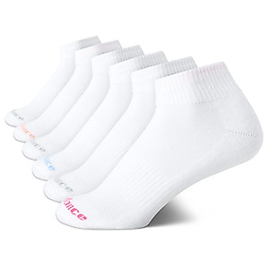 New Balance Womens Athletic Socks - Cushioned Quarter Cut Ankle Socks (6 Pack), Size 4-10, Solid White