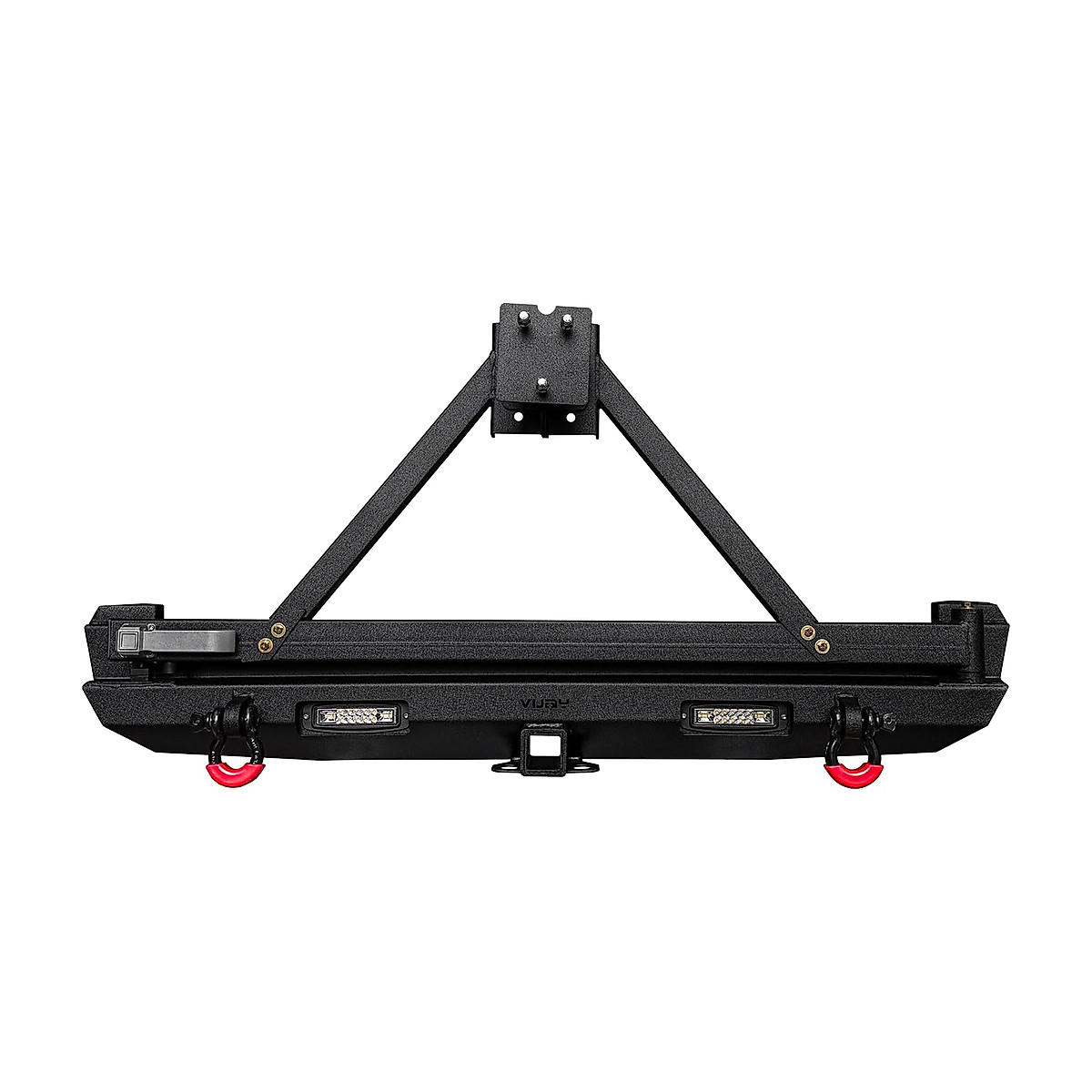 LUYWTE For 1984-2001 Cherokee XJ Rear Bumper With Spare Tire Carrier&Lights&D-Rings(Texture Black)