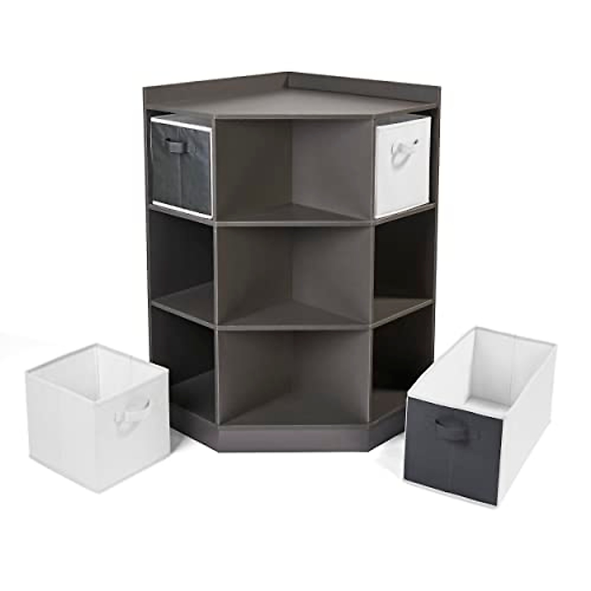 Badger Basket Corner Cubby Toy Storage Unit for Kids with 4 Removable Baskets - Charcoal (98813C)
