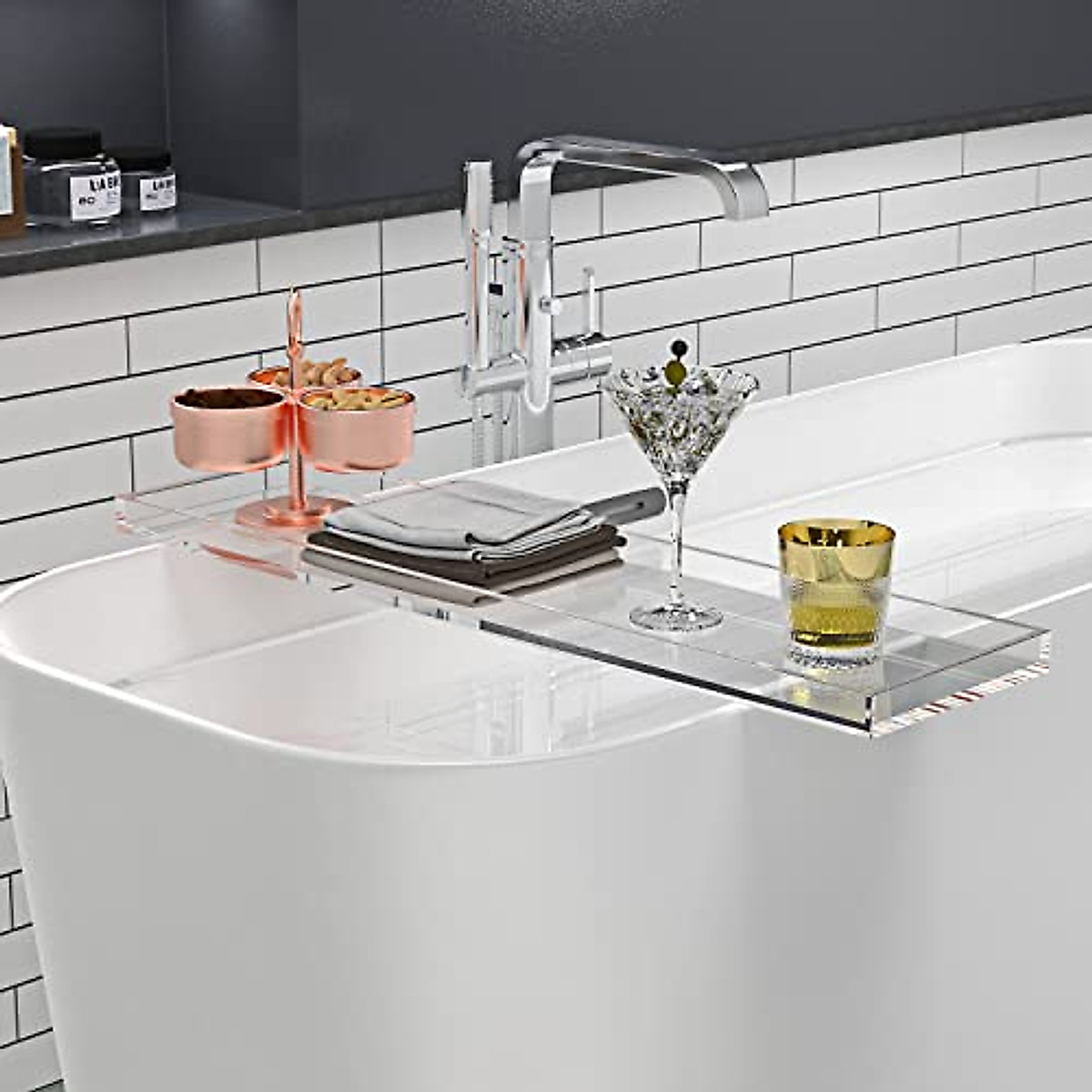 Durable Clear Acrylic Towel Tray,Lucite Bathtub Caddy-82cm or 32.3inch Long