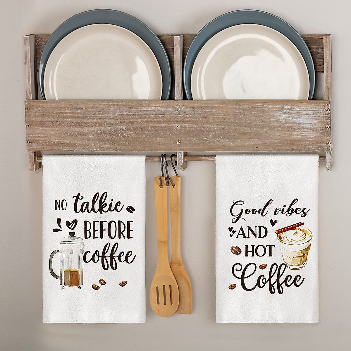 Artoid Mode But First Coffee Kitchen Towels Dish Towels, 18x26 Inch Seasonal Wedding Mug Coffee Bean bar Decoration Hand Towels Set of 4