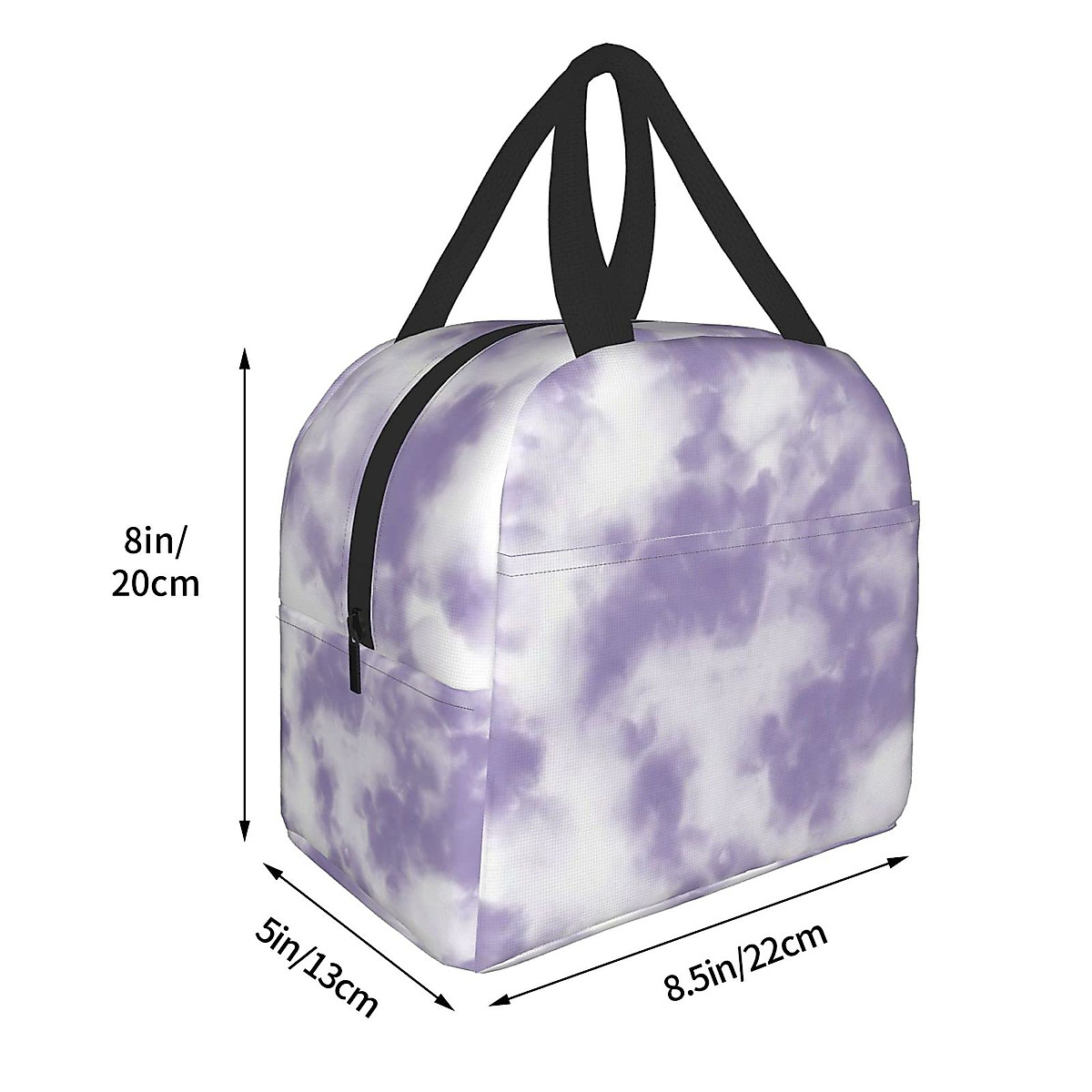 Purple Clouds Tie Dye Lunch Box Bento Travel Bag Picnic Tote Bags Insulated Durable Container Shopping Bag Reusable Waterproof Bags For Adult Women Men