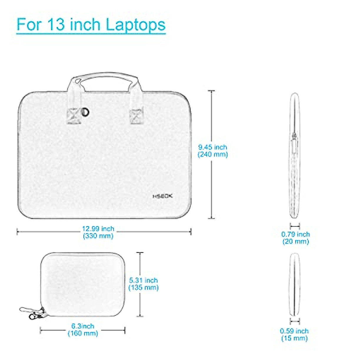 HSEOK Elastic Laptop Case 12.9 13 inch Sleeve Handbag with Small Case for 13 inch MacBook Air/Pro M2/M1, 12.9" iPad Pro 6th/5th/4th/3rd Gen, XPS13 and More 12.9-13 inch NoteBooks - Pink