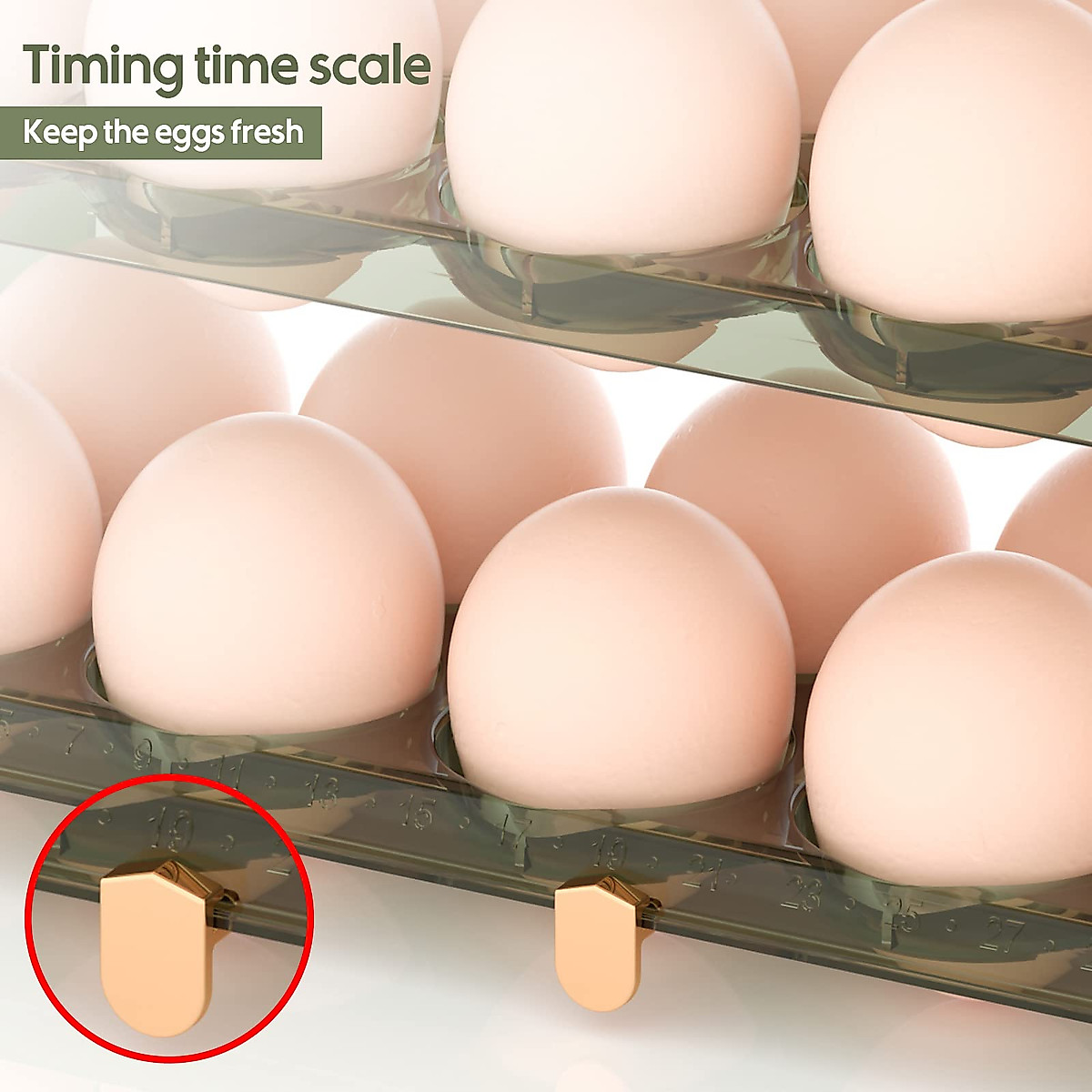 rxgatrme Egg Holder for Refrigerator 3-Layer 30 Grid Flip Fridge Egg Tray Container Plastic Egg Storage Container for Refrigerator Egg Dispenser for Refrigerator Reusable Green Egg Tray