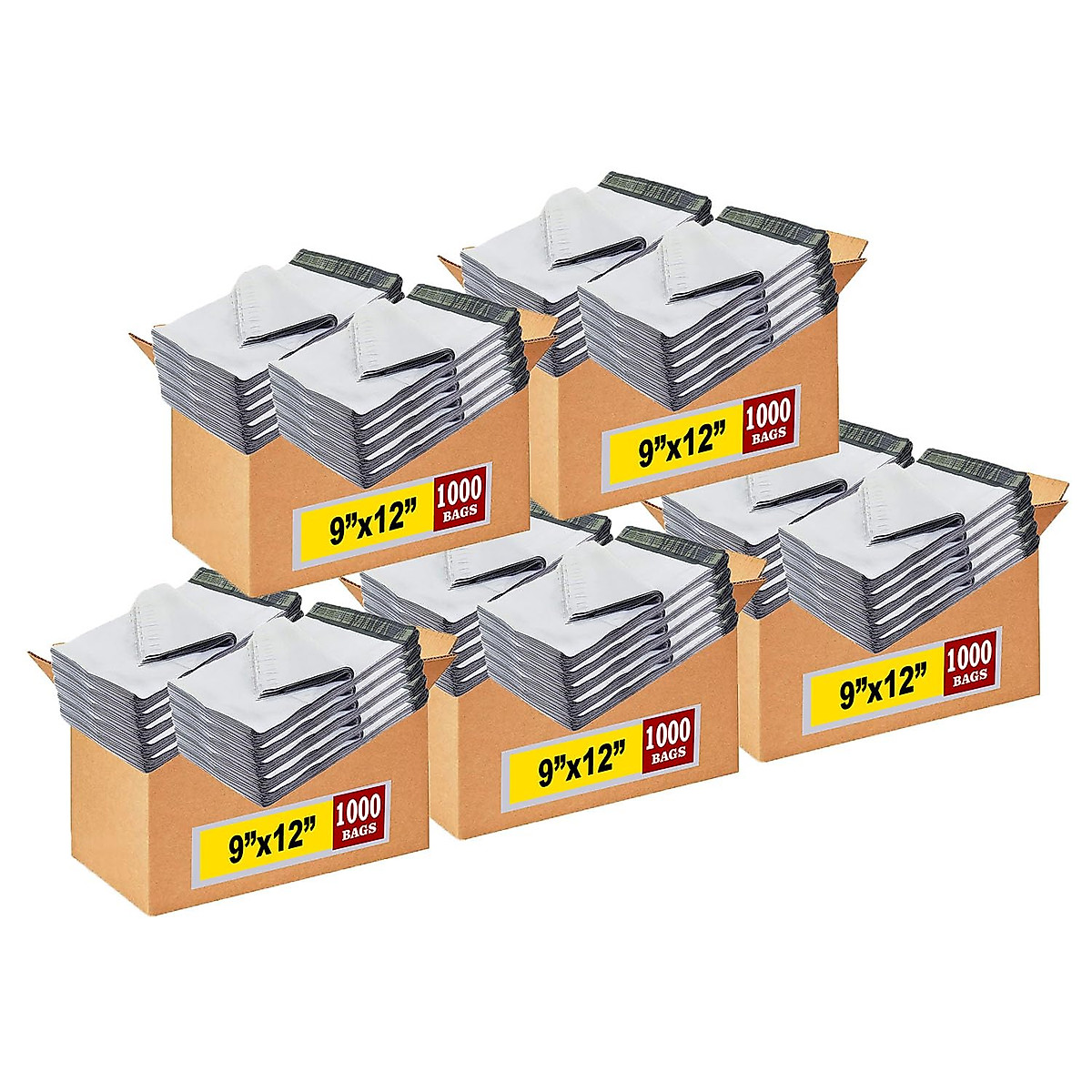 iMBAPrice 5000-Pack Poly Mailers 9x12 Inch Mid Size #3 White Color Poly Mailing Envelopes Bags, Self Seal Adhesive Waterproof and Tear Proof (Total 5000 Bags) in Bulk