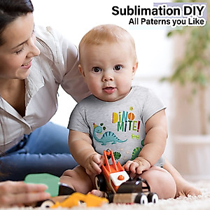 Hicarer 2 Pieces Grey Sublimation Baby T Shirts Unisex Toddler Shirts for Boy and Girl (3-6 Months)