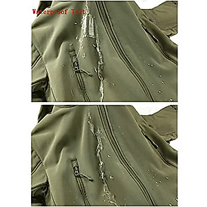 TACVASEN Men Windproof Softshell Tactical Hoodie Fleece Hunting Jacket Coat Army Green,US L