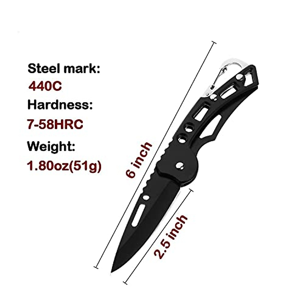 EPZEY Men's pocket folding knife, mini folding key chain knife with clip, women's stainless steel knife cutting knife, outdoor camping pocket knife, men's gift