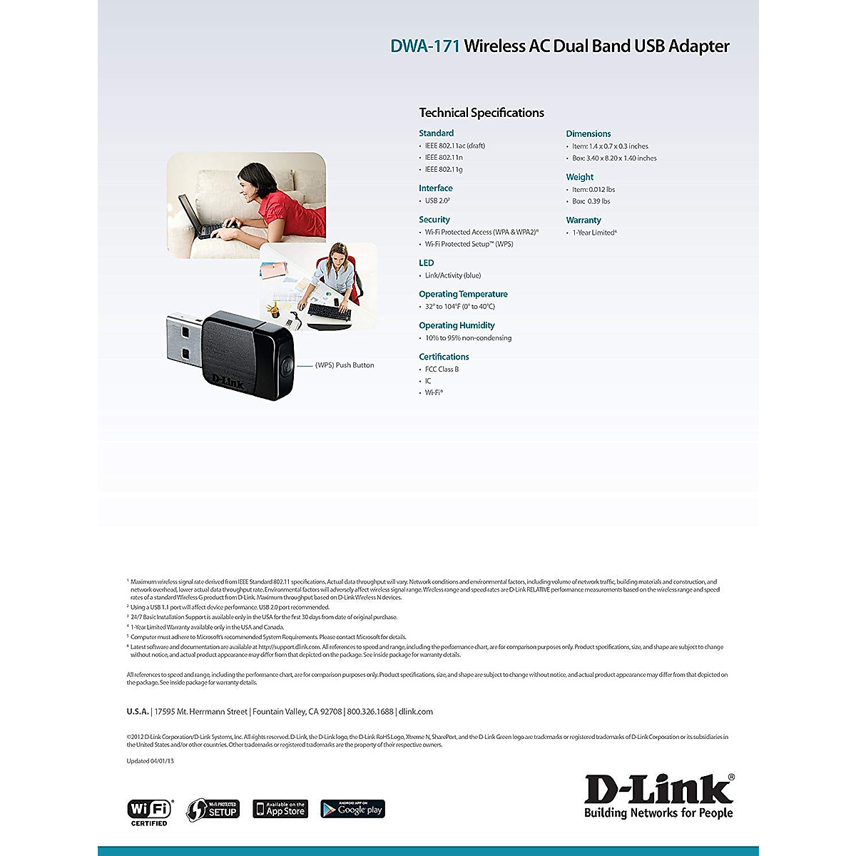 D-Link Dwa-171 Ac11 Wireless Dualband USB Adapter