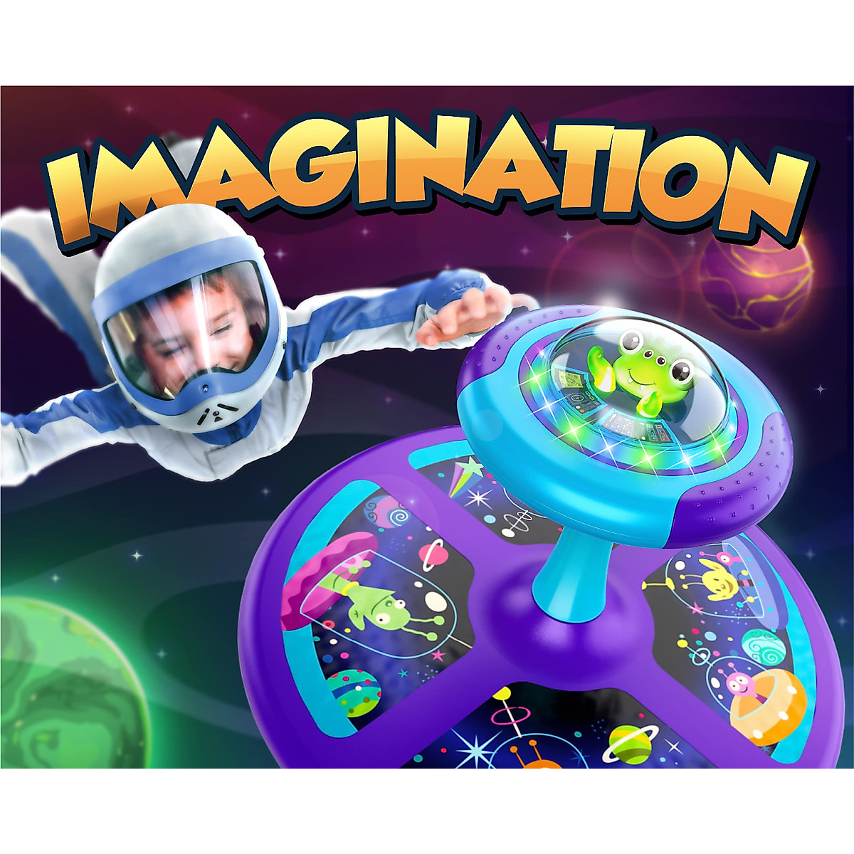 MindSprout Light-Up Space Twister | 360° Sit Twist and Spin, Toddler Toys Age 2, 3, 4, 5, Birthday for Boy Girl, 18 Months +, LED Lights, Kids Toy Indoor or Outdoor for 2 Year Old (Patent Pending)