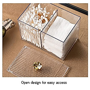 Qtips Storage Organizer,2 Grids Separate Cotton Swabs Dispenser Qtips Holder Bathroom Canisters with Lids for Cotton Balls