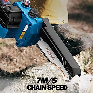 HUOEREN Mini Chainsaw 6 Inch Compatible with Ma-kita Battery 18V, Cordless Power Mini Chain Saw, Portable Electric Hand Chainsaw with Brushless Motor and Oiler for tree pruning(Battery Not Included)