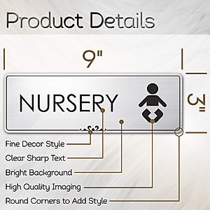 Baby Nursery Sign Nursery Mother's Room Sign, Brushed Silver, Engraved, 3" x 9", Fade Resistance, Indoor/Outdoor Use, USA MADE By My Sign Center