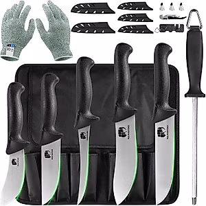 FULLHI 11PCS Butcher Knife Set, Non-slip butcher boning knife German Stainless Steel Chef Knife Set,Meat Processing Set for Home Kitchen,Slaughterhouse And Restaurant