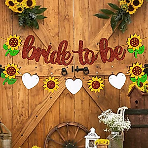Sunflower Bridal Shower Banner Bride-to-be Sunflower Garland for Engagement Wedding Bachelorette Hen Party Supplies Glitter Gold Brown Decorations