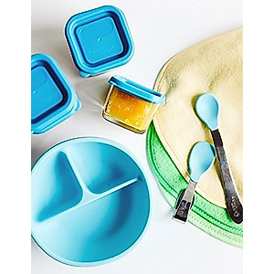 green sprouts Learning Spoon Set | Parent feeds while baby learns | Includes self-feeding spoon for baby to learn & feeding spoon for adult, 2 Piece Set