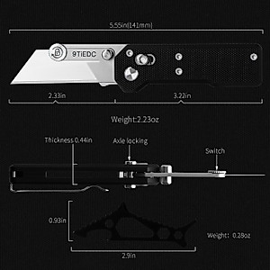 9TiEDC Folding Utility Knife,G10 Handle Heavy Duty Safety Box Cutter,Razor Knife & EDC Pocket Knife with Extra 10PC Blades,Perfect for Household Tools,Office,Factory,Outdoor Use.