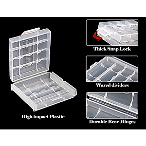 Whizzotech AA/AAA Cell Battery Storage Case/Holder with Charge Reminder Markings Clear Color (6 Pack)