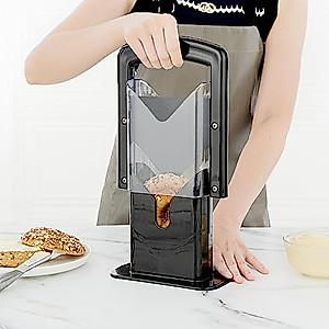 Restaurantware Met Lux 7 x 3.5 x 9 Inch Bagel Slicer 1 Commercial Bagel Cutter - Built-In Safety Shield Safe and Easy To Use Black Stainless Steel Universal Slicer Non-Stick and Serrated Blade