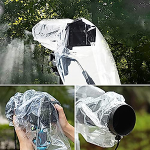 DSLR Camera Rain Cover JJC Rain Coat Sleeve Protector for Canon Nikon Fujifilm Sony Olympus Panasonic Tamron Sigma with a Lens up to 18" PE Material Totally See-Through -4 Pack